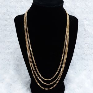 Vintage | Jewelry | Vintage Triple Strand Gold Tone Chain Necklace ...